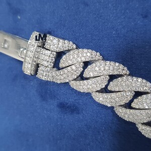 12 MM 8 Inch Cuban Link Bracelet, 925 Silver Hip Hop Bracelet for Men ...