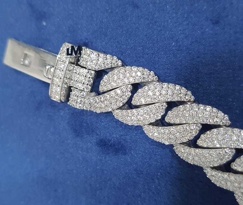 12 MM 8 Inch Cuban Link Bracelet, 925 Silver Hip Hop Bracelet for Men ...