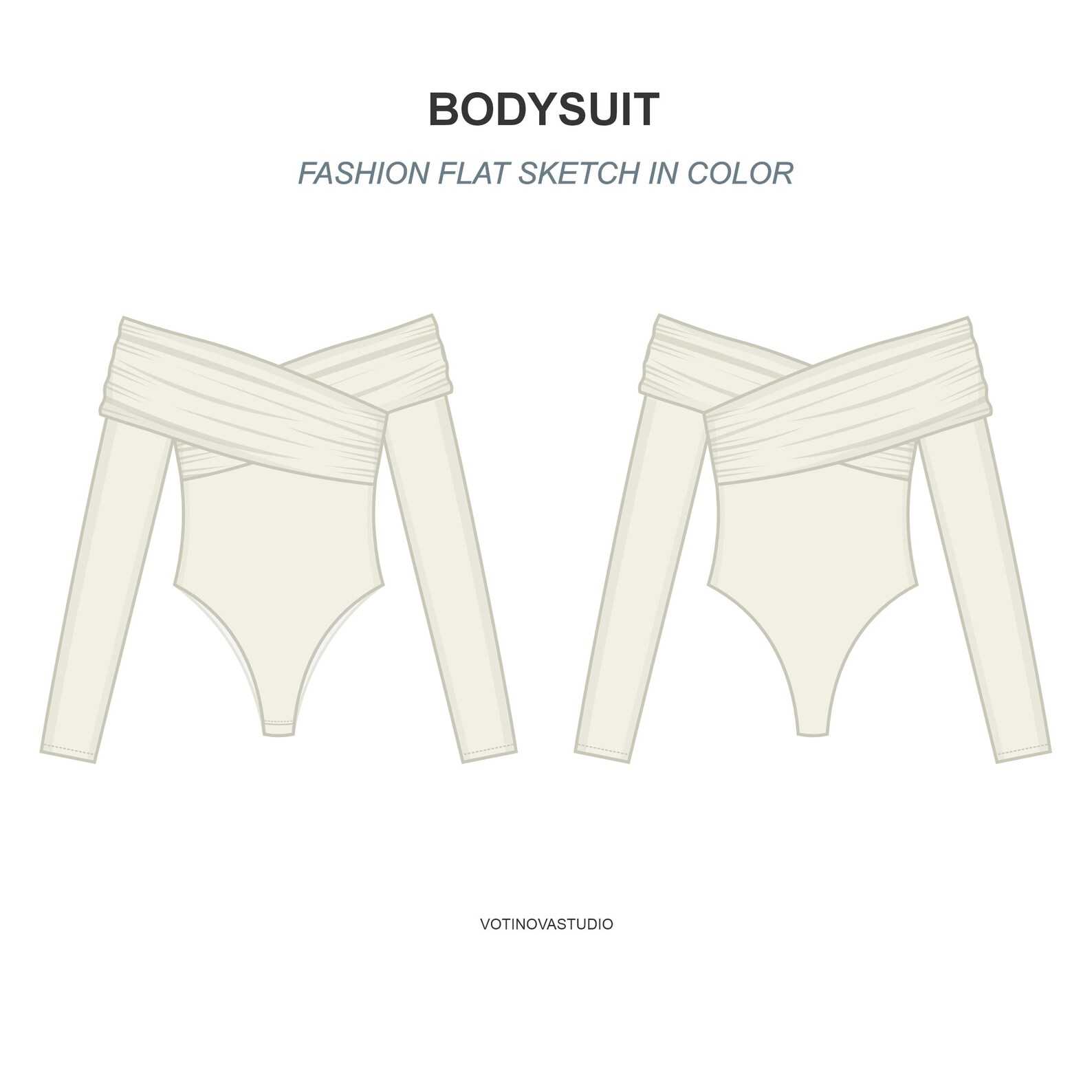 Bodysuit Vector Technical Drawing Digital Download Fashion Flat Sketch ...