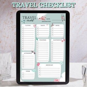 Printable Travel Checklist, Travel Documents, Travel Packing Checklist ...