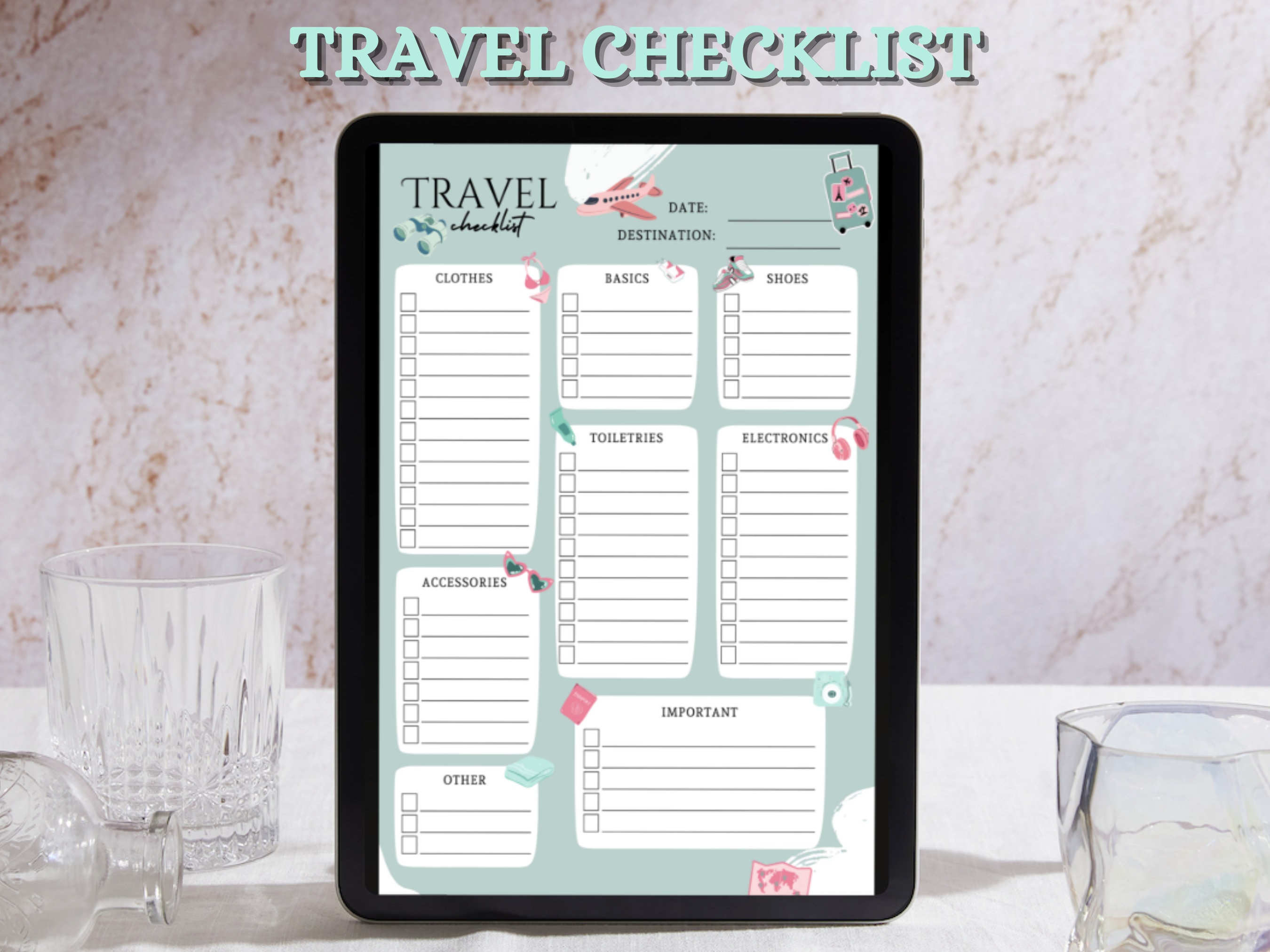 Printable Travel Checklist, Travel Documents, Travel Packing Checklist ...