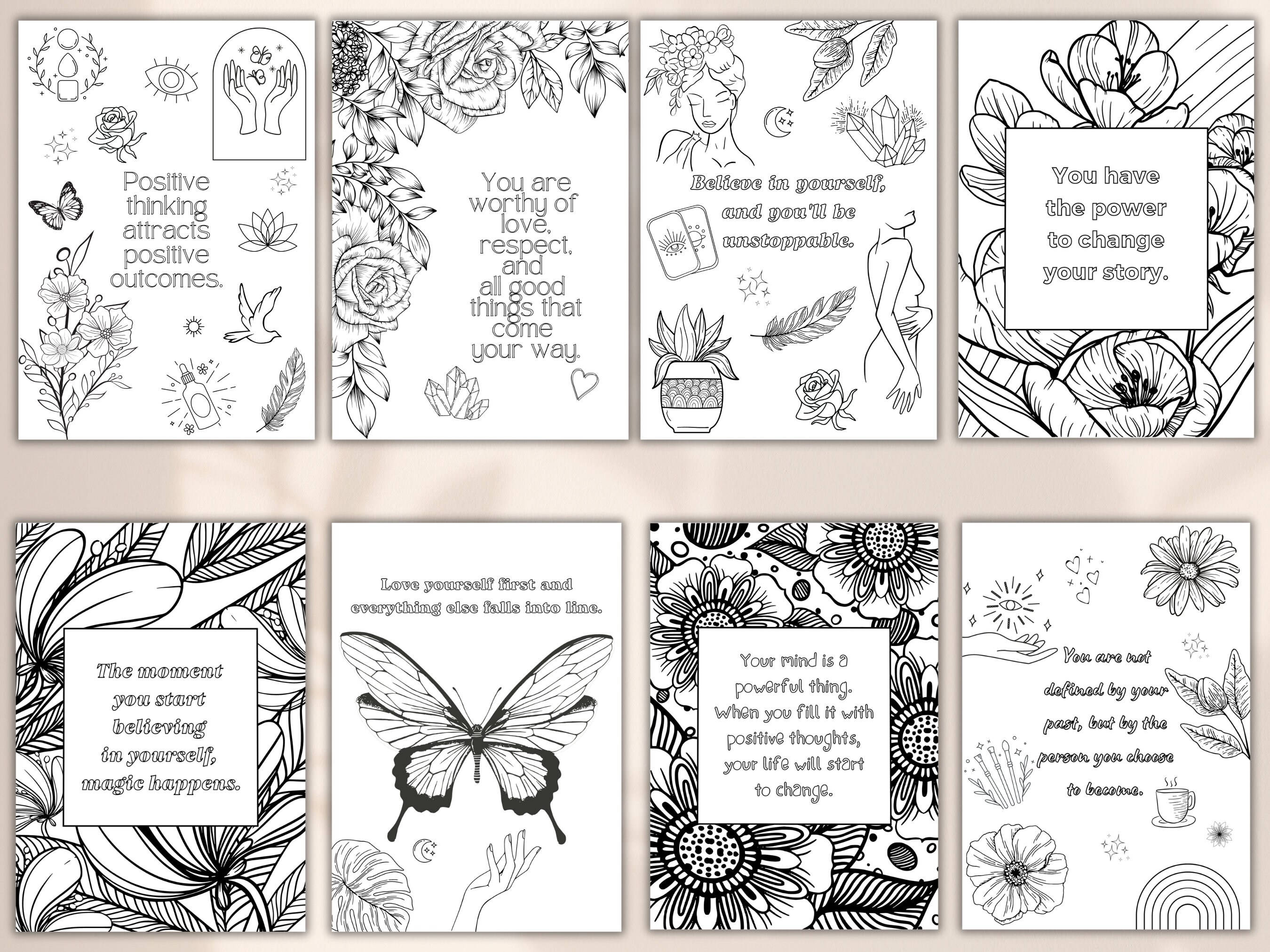 Self-love Coloring Book, Adult Motivational Coloring Book, 25 Printable ...