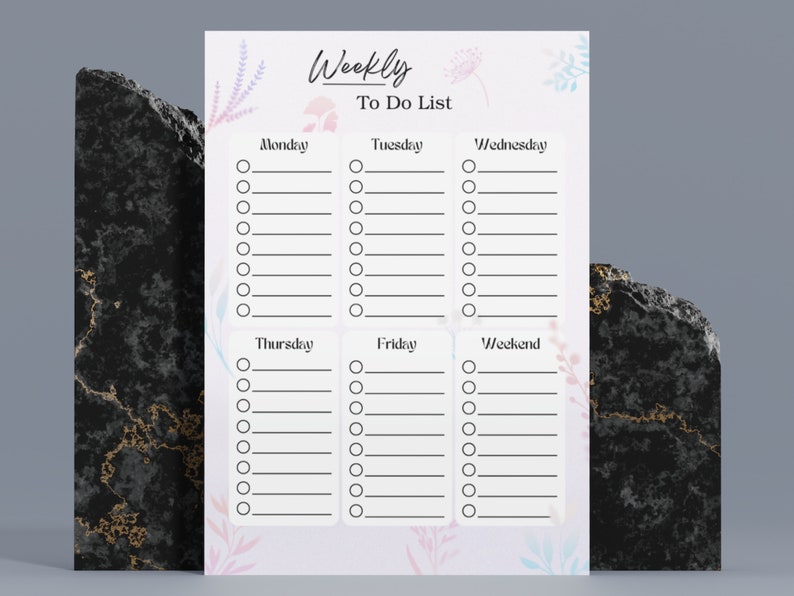 Weekly to Do List, Floral Productivity Planner, Simple Tasks Lists ...