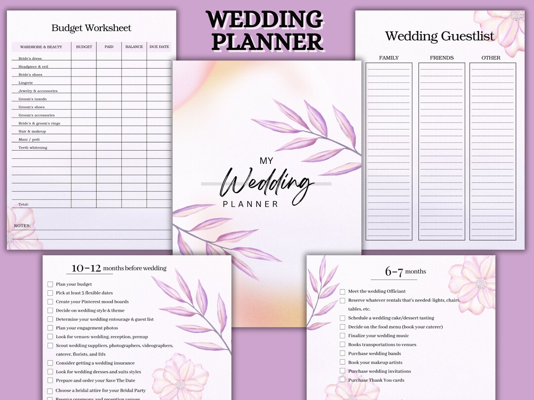 Wedding Planner, Printable Wedding Planner Pages, Wedding Plan Bundle ...
