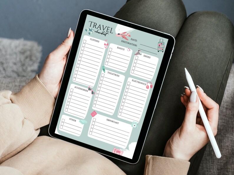 Printable Travel Checklist, Travel Documents, Travel Packing Checklist ...