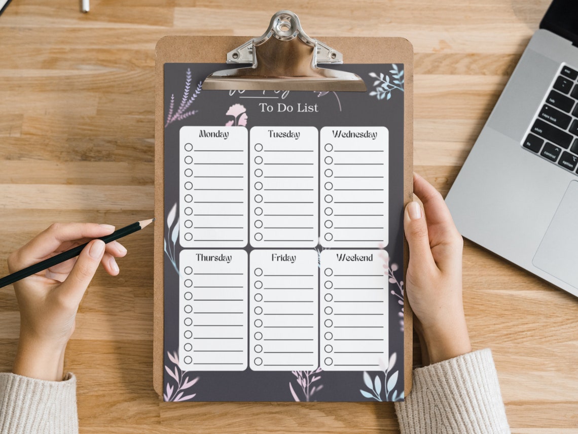 Weekly to Do List, Floral Productivity Planner, Simple Tasks Lists ...
