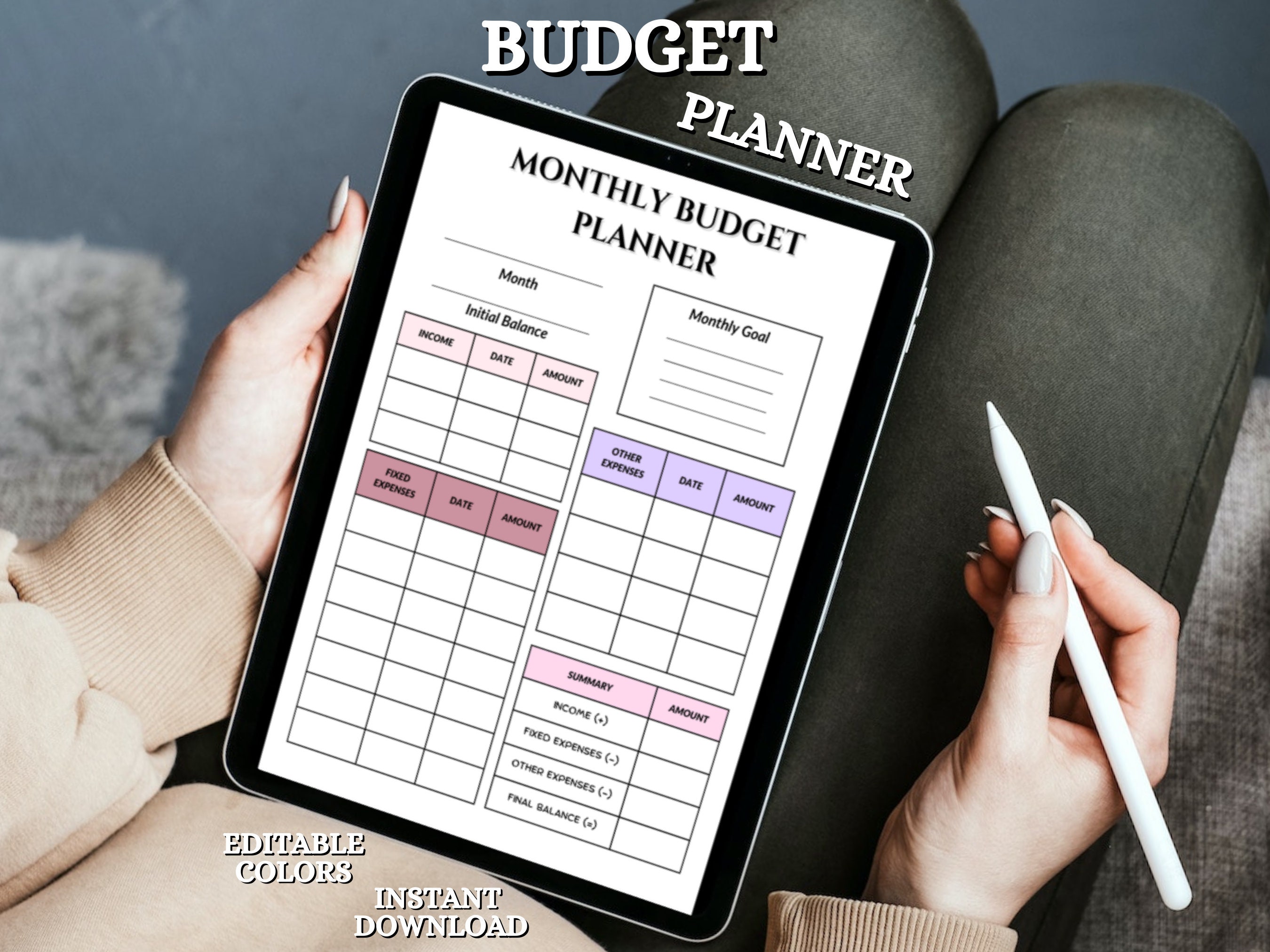 Monthly Budget Planner, Finance Planner, Cash Tracker, Digital Budget ...