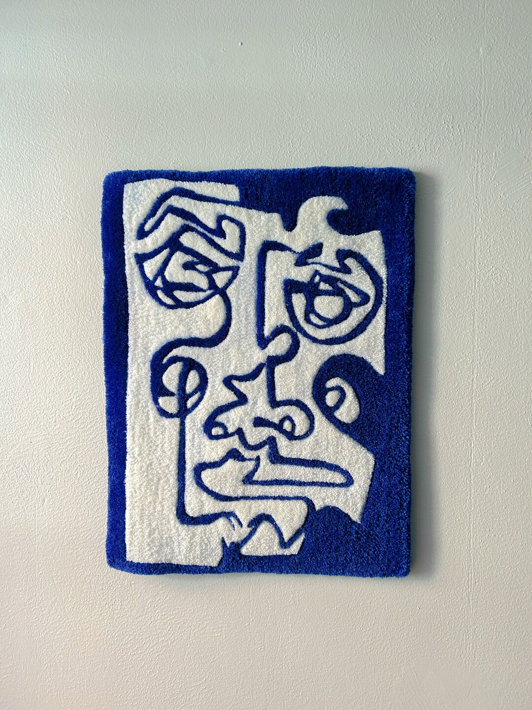 Blue and White Abstract Rug - Etsy