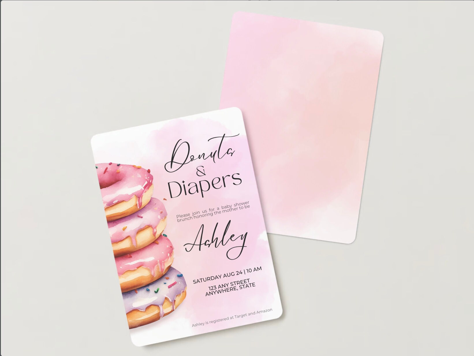 Donuts & Diapers Invitation Set - Canva Templates for Invitation, Rsvps ...