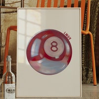 Vintage Pool Ball Print-trendy Wall Art-lucky 8 Ball Wall Print ...