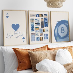 Lucky 8 Ball Wall Art, Vintage Pool Ball Print, Sky Blue Pool Ball ...