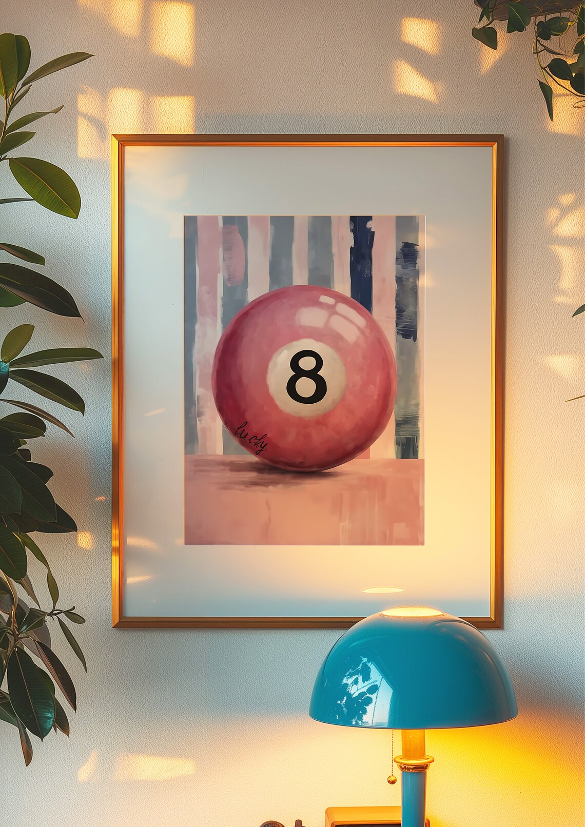 Trendy Lucky You Print Vintage Pool Ball Print Lucky 8 Ball Retro Wall ...