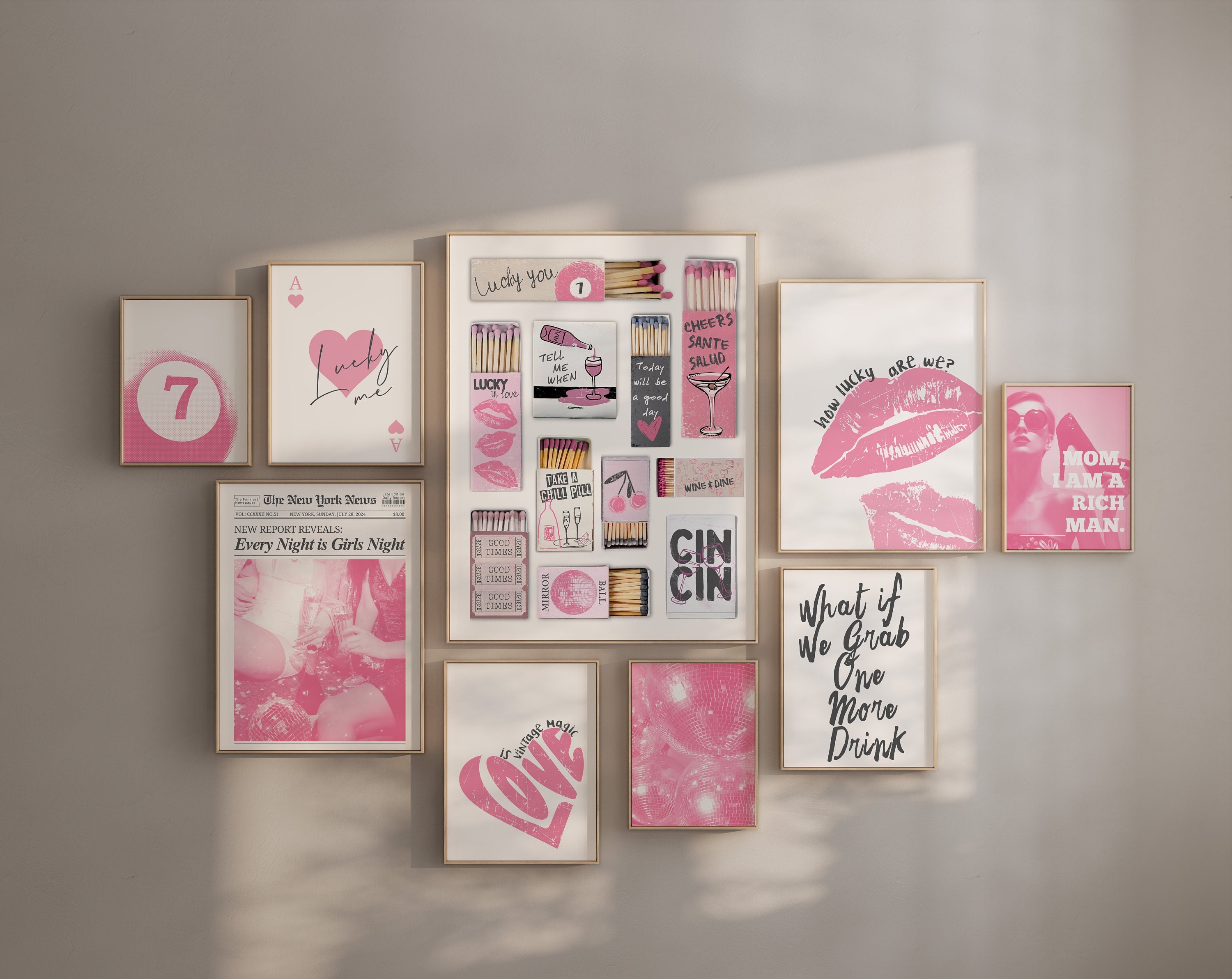 Vintage Matchbox Print Trendy Ace of Hearts Print Set of 9 Lucky You ...