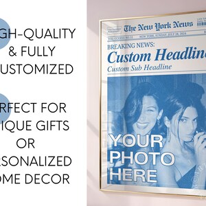 CUSTOM Newspaper Print, Personalized New York News Wall Art, Blue ...