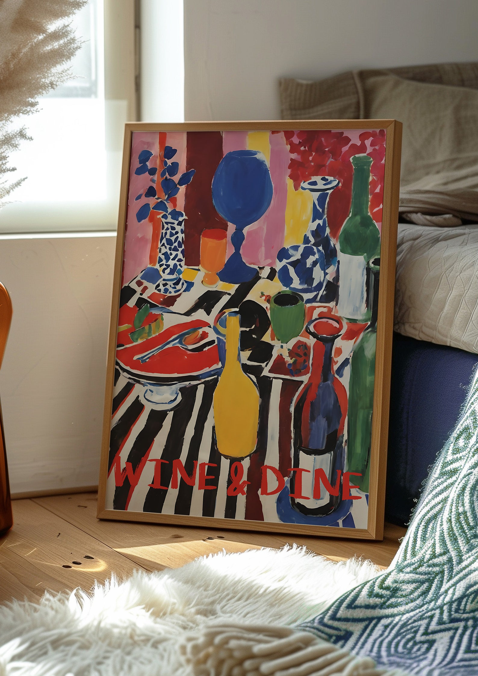 Vibrant Abstract Wine Print, Bar Cart Art, Henri Matisse Inspired ...