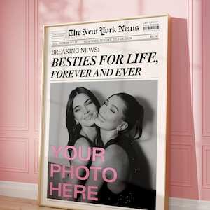 CUSTOM Newspaper Print, Personalized Best Friends Print, Retro Bestie ...
