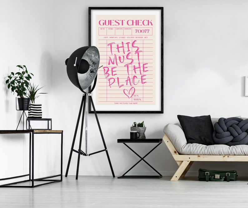 Pink Guest Check Print, Trendy Wall Art Retro Wall Art, This Must Be ...
