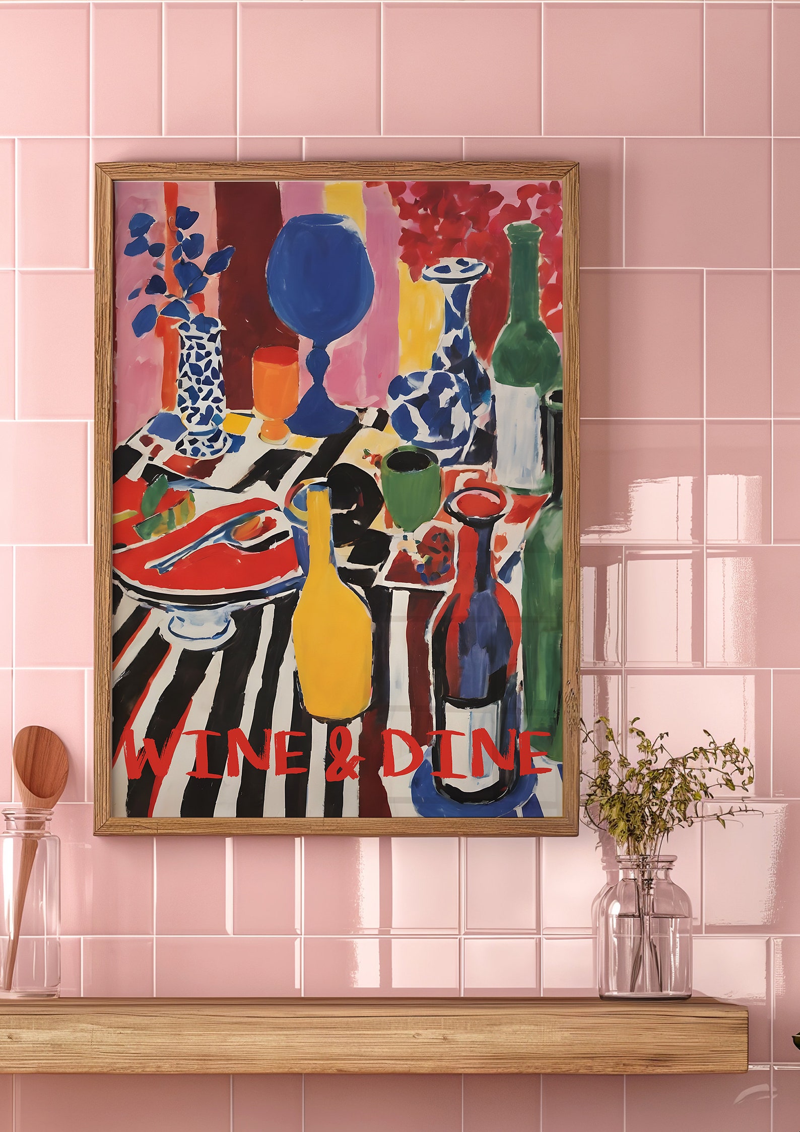 Vibrant Abstract Wine Print, Bar Cart Art, Henri Matisse Inspired ...