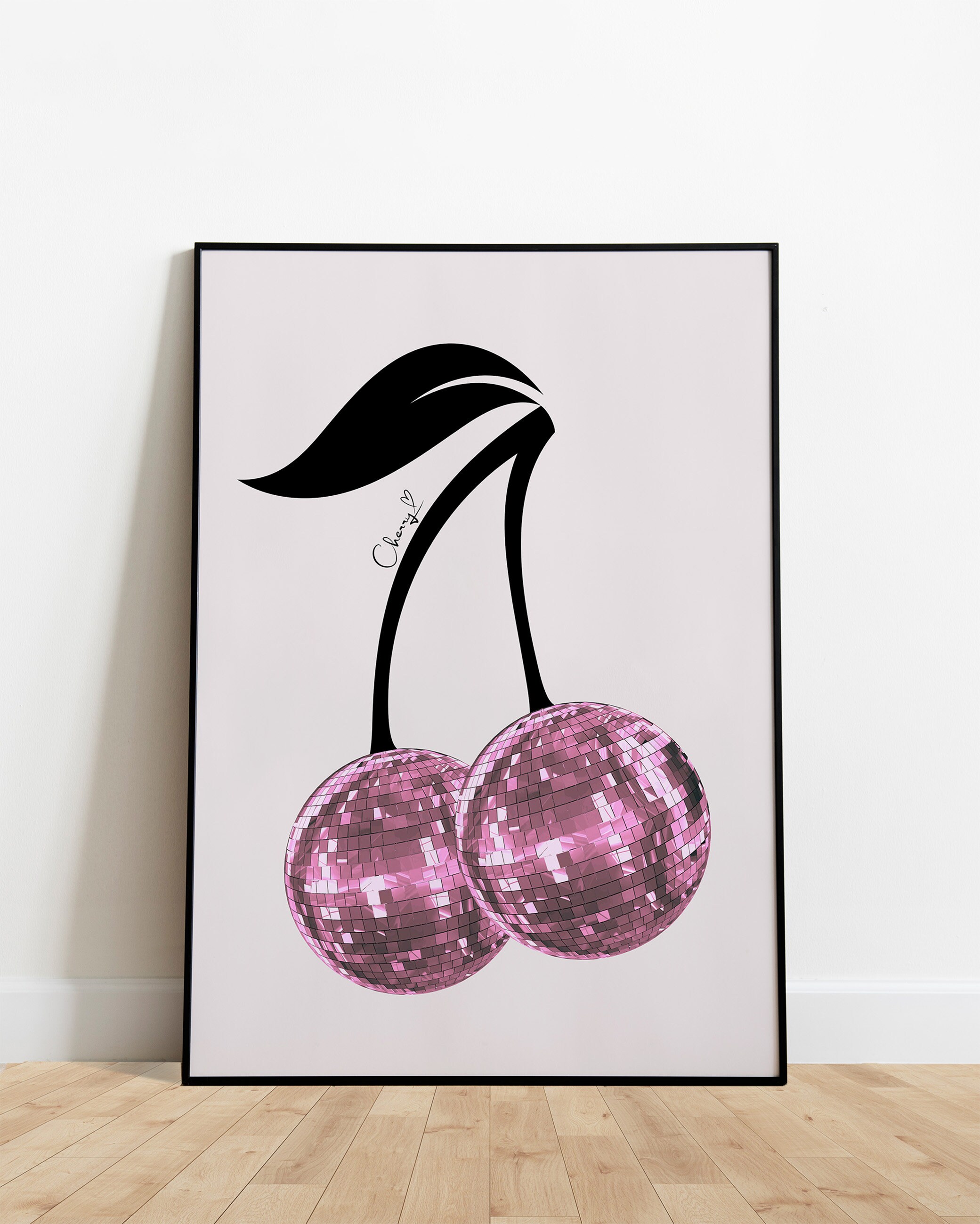 Pink Disco Ball Print Trendy Wall Art Disco Ball Poster Cherry - Etsy