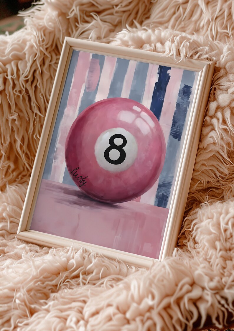 Trendy Lucky You Print Vintage Pool Ball Print Lucky 8 Ball Retro Wall ...
