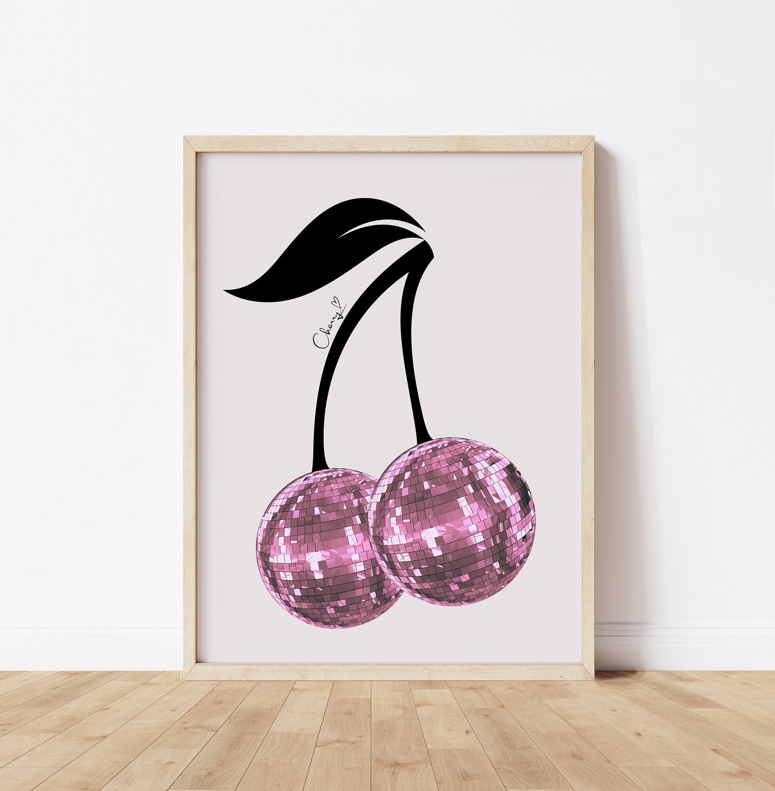 Pink Disco Ball Print Trendy Wall Art Disco Ball Poster Cherry - Etsy