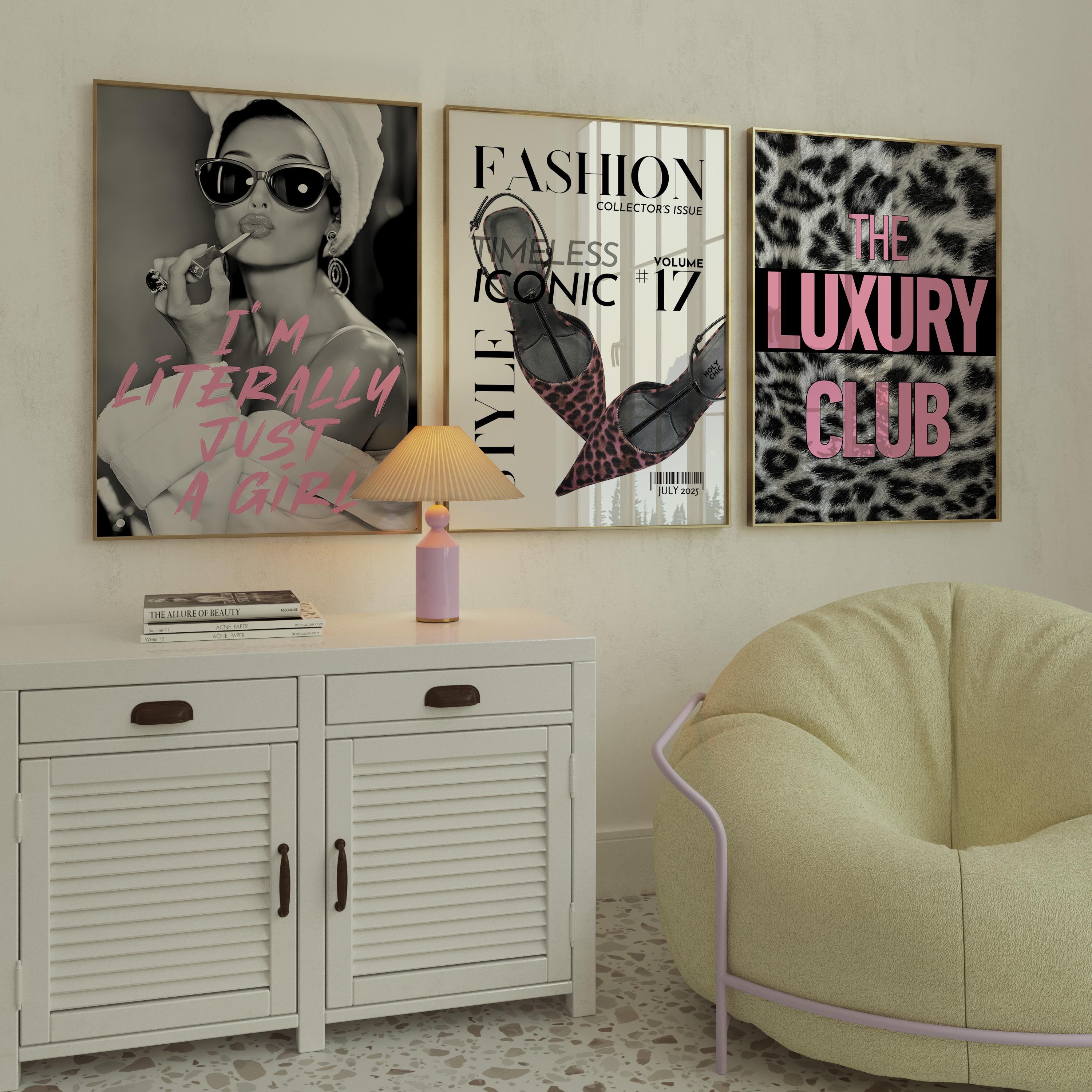 Coquette and Preppy Wall Art Set of 6 – Y2K Retro Girl Posters, Leopard ...