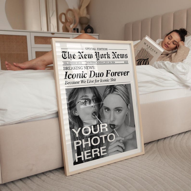 CUSTOM Newspaper Print, Personalized Best Friends Print, Retro Bestie ...