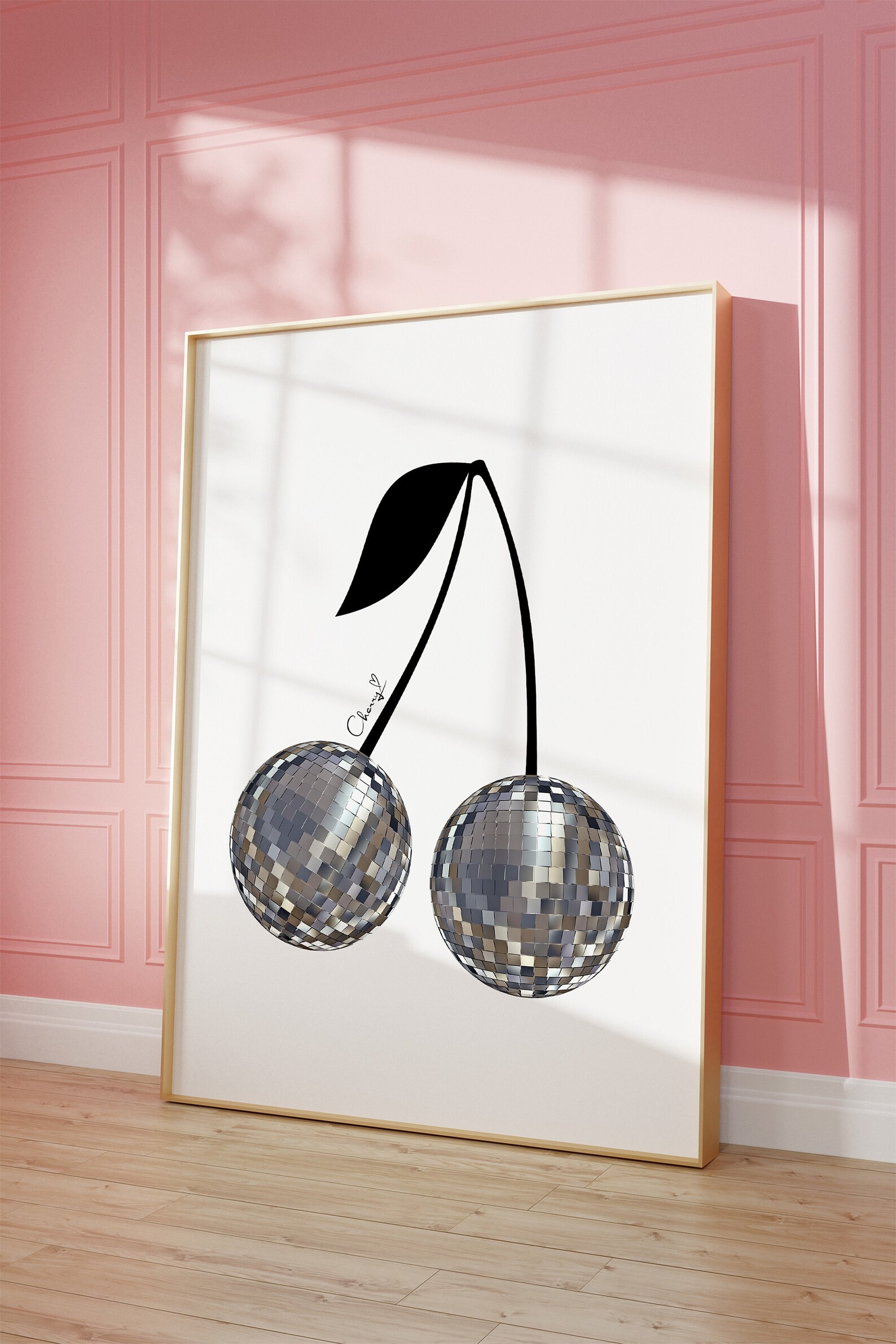 Disco Ball Print Trendy Wall Art Cherry Disco Balls Preppy - Etsy