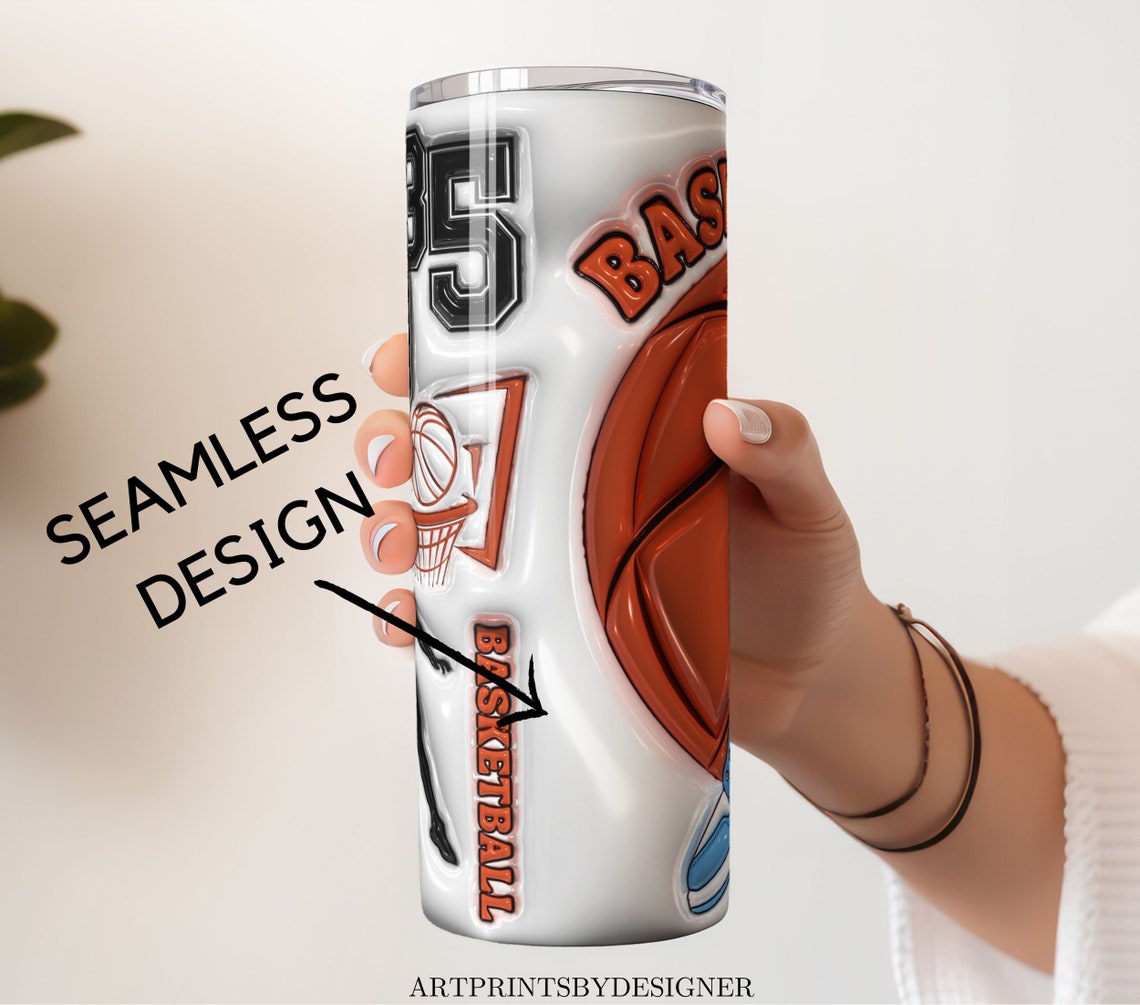 3D Inflated Basketball Tumbler Wrap PNG Sublimation Design Tumbler ...