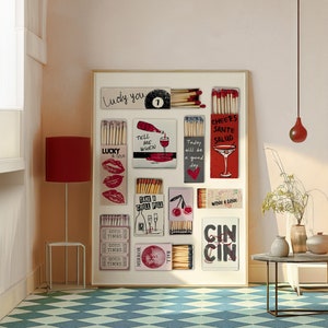 Vintage Matchbox Print, Trendy Matches Poster, Retro Matchbook Wall Art ...