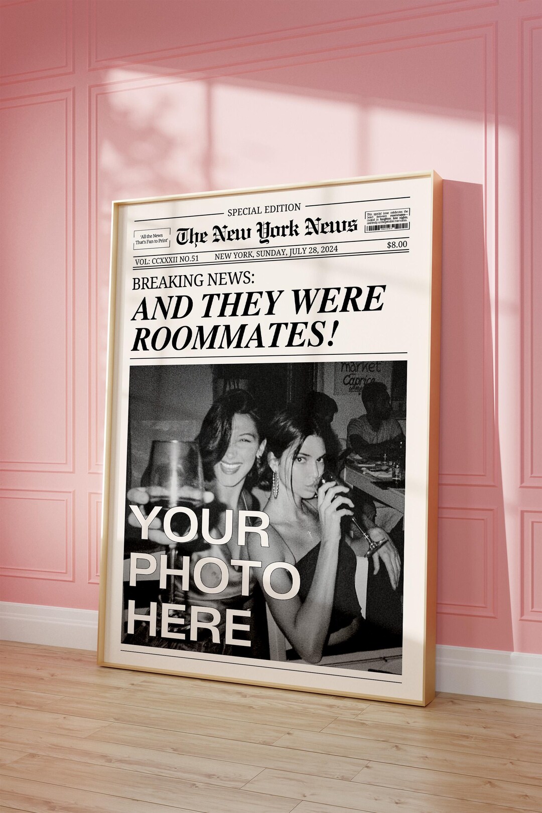 CUSTOM Newspaper Print, Personalized New York News Wall Art, and They ...