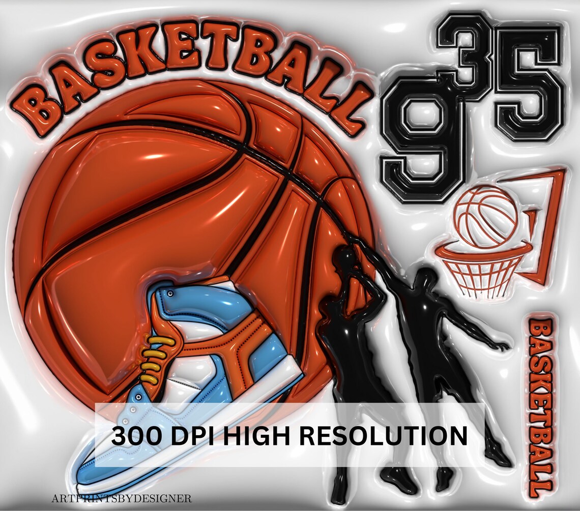 3D Inflated Basketball Tumbler Wrap PNG Sublimation Design Tumbler ...
