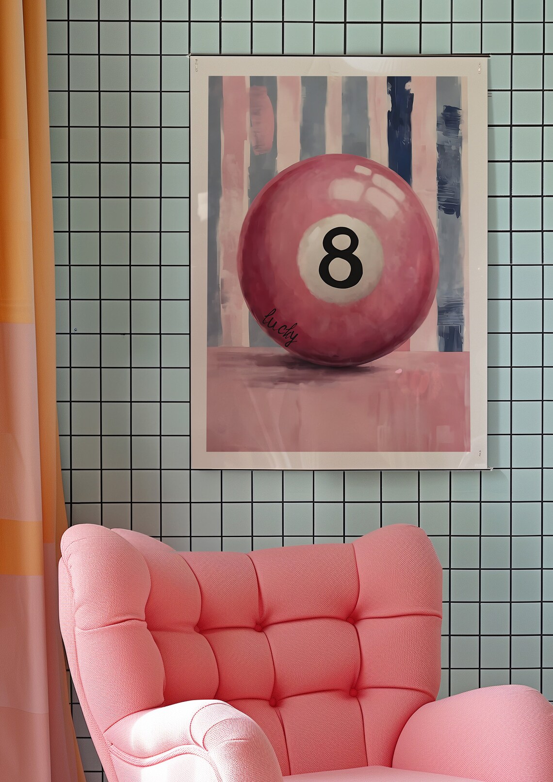 Trendy Lucky You Print Vintage Pool Ball Print Lucky 8 Ball Retro Wall ...
