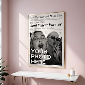 CUSTOM Newspaper Print, Personalized Best Friends Poster, Retro Bestie ...