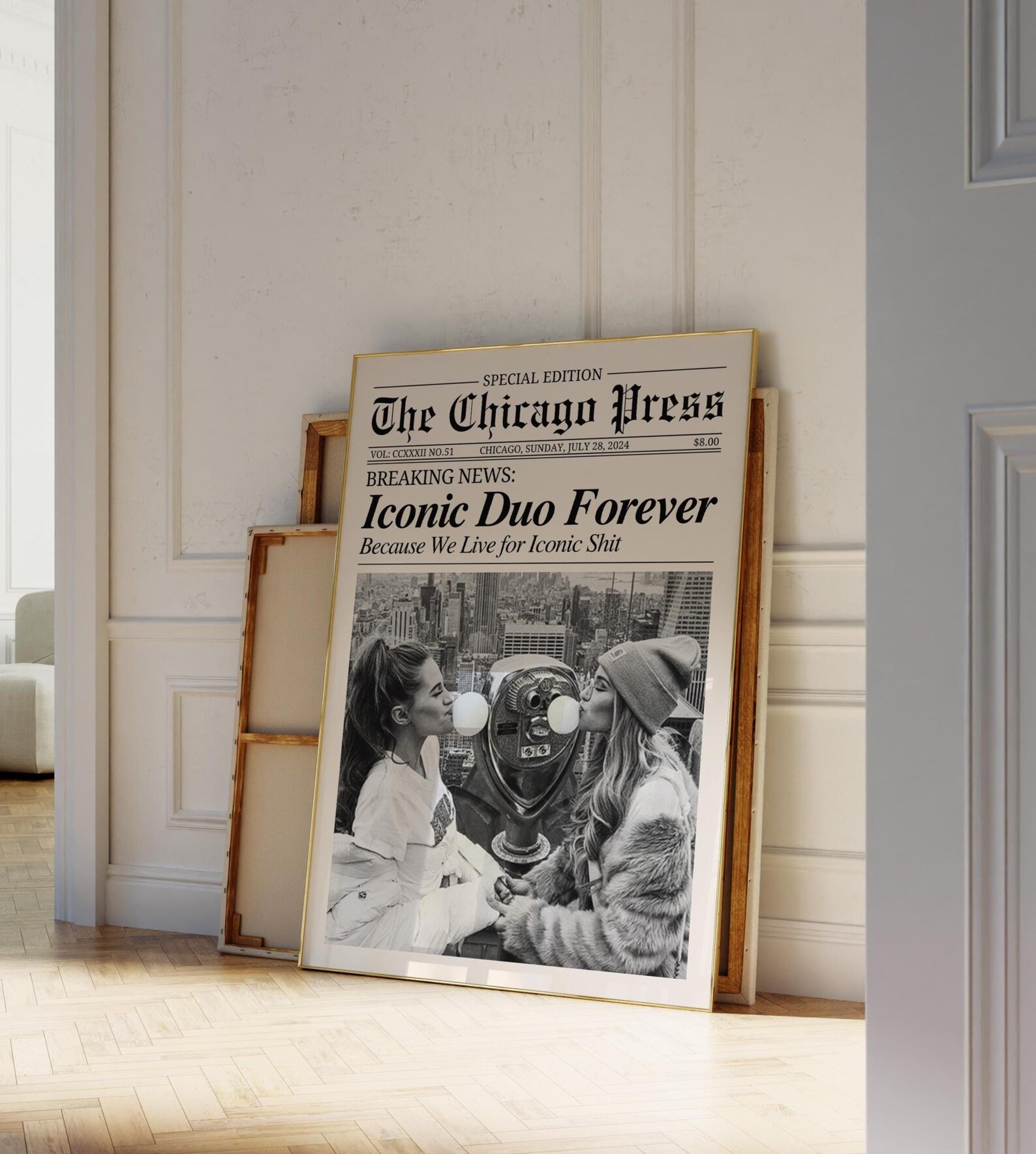 CUSTOM Newspaper Print, Personalized Best Friends Print, Retro Bestie ...