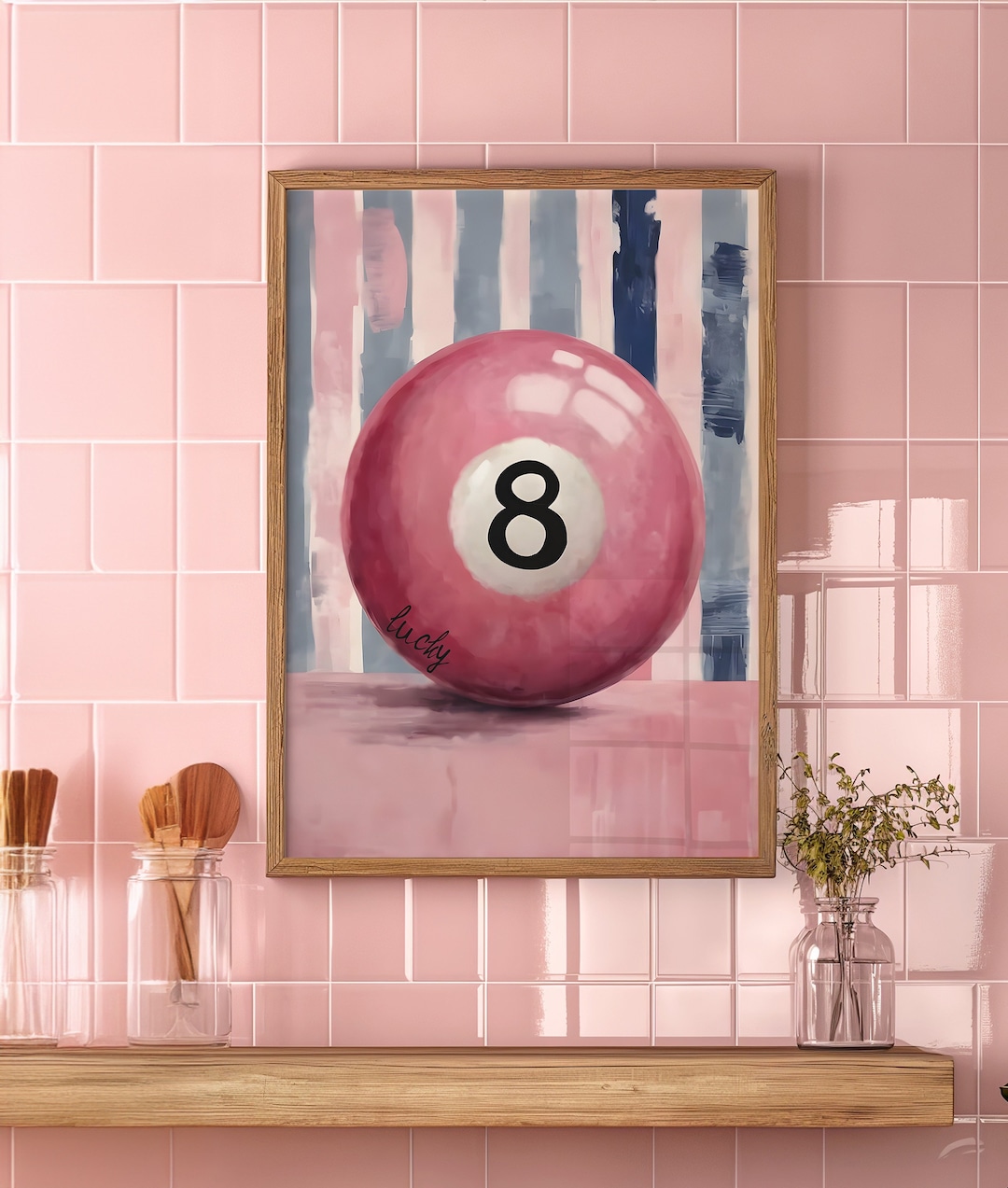 Trendy Lucky You Print Vintage Pool Ball Print Lucky 8 Ball Retro Wall ...