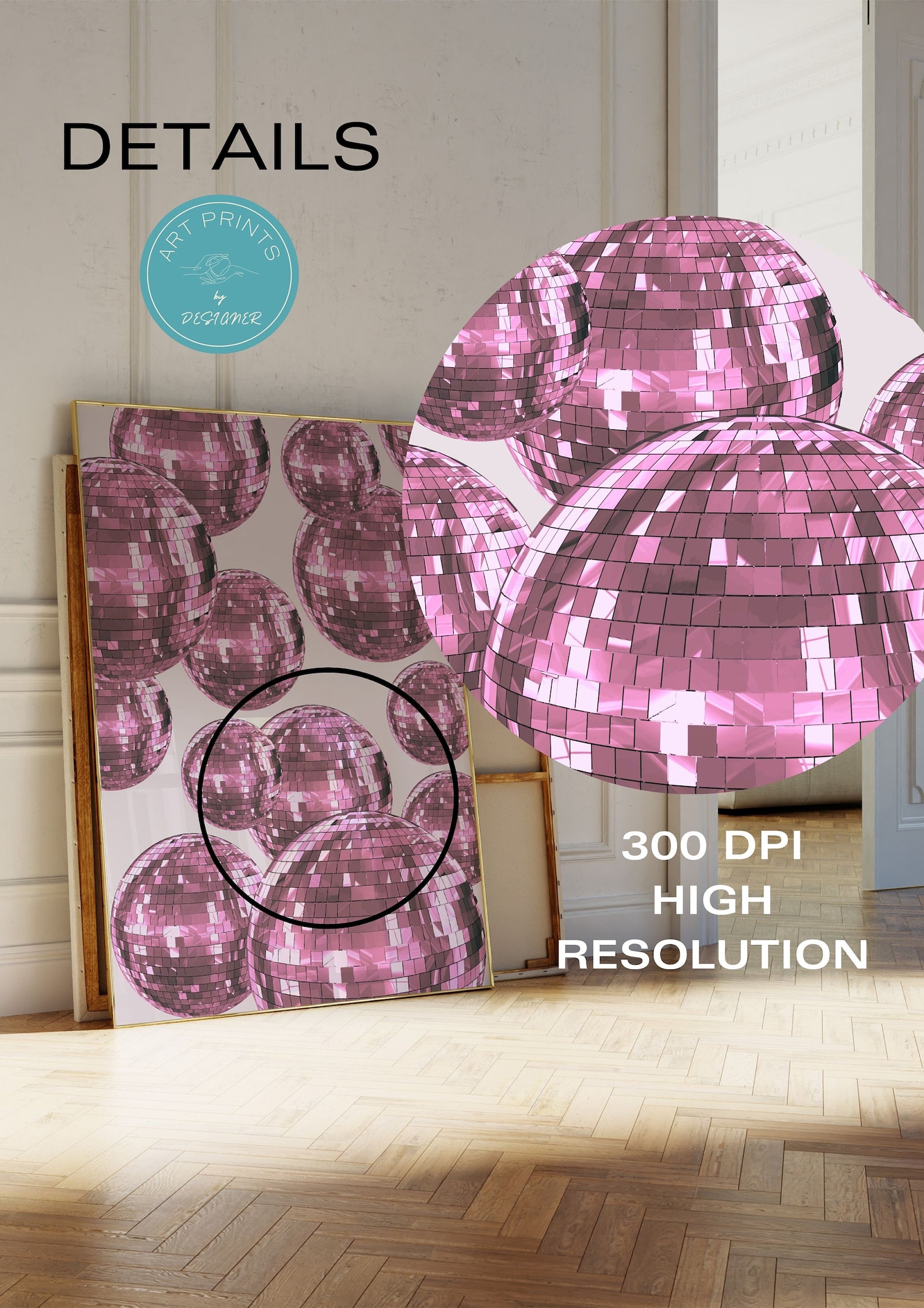 Retro Print Pink Disco Ball Wall Art Trendy Printable Art Vintage Print ...