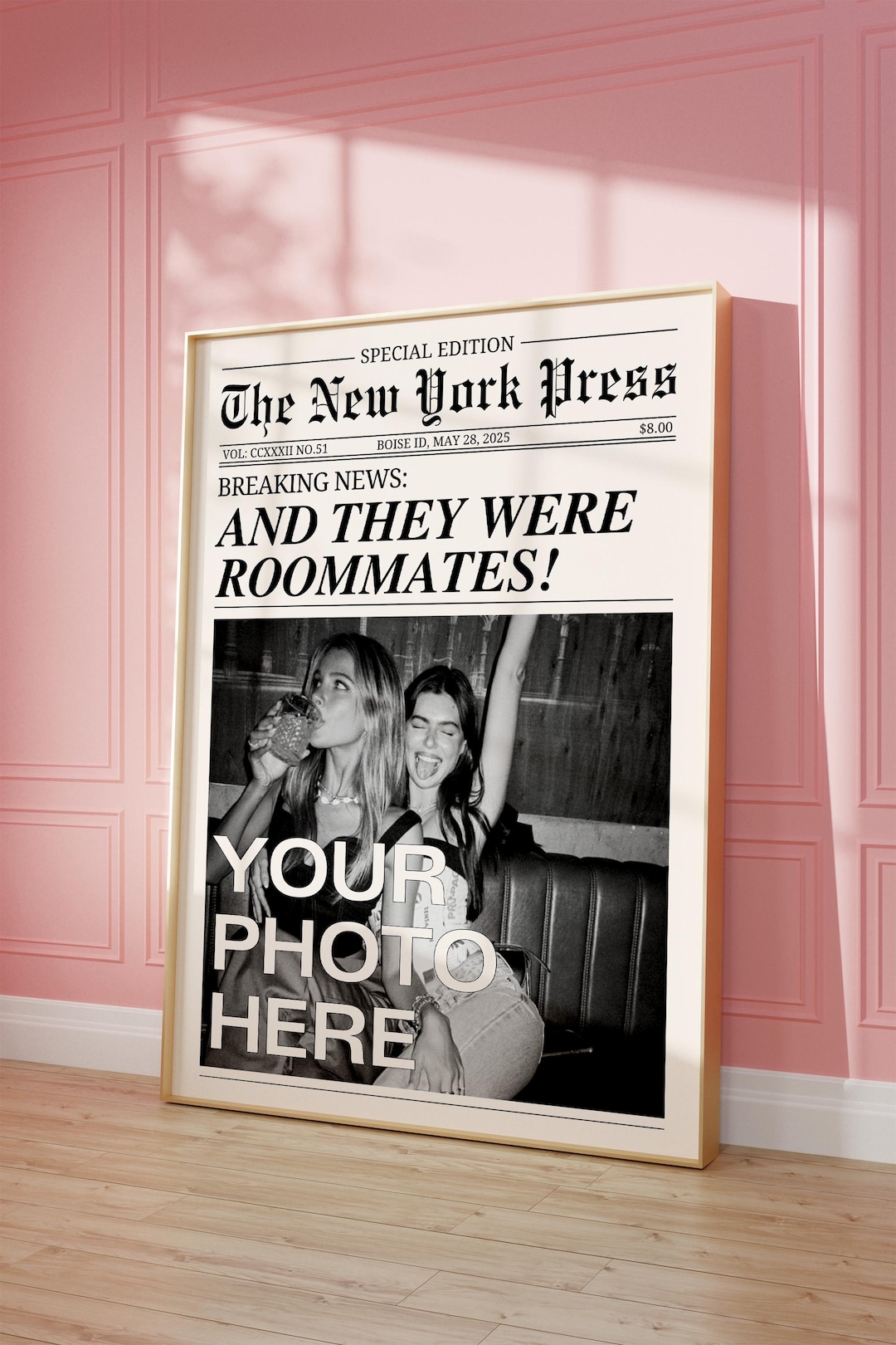 Custom Newspaper Print, Personalized News Wall Art, Retro Headline ...