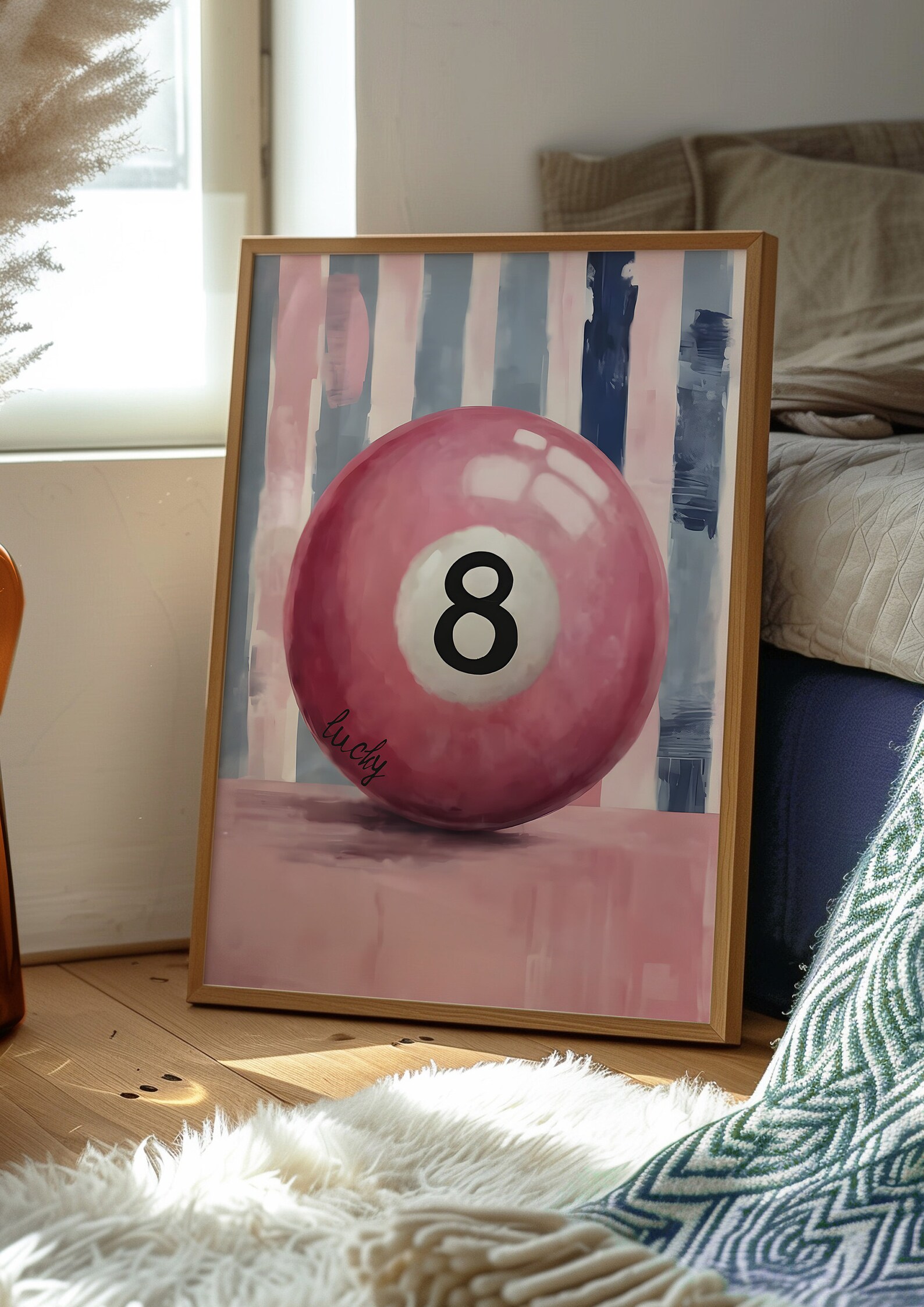Trendy Lucky You Print Vintage Pool Ball Print Lucky 8 Ball Retro Wall ...