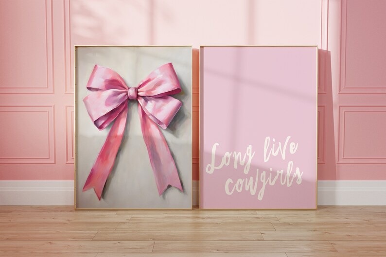 Trendy Coastal Cowgirl Western Dorm Room Bows Wall Art Set of 3 Trendy ...