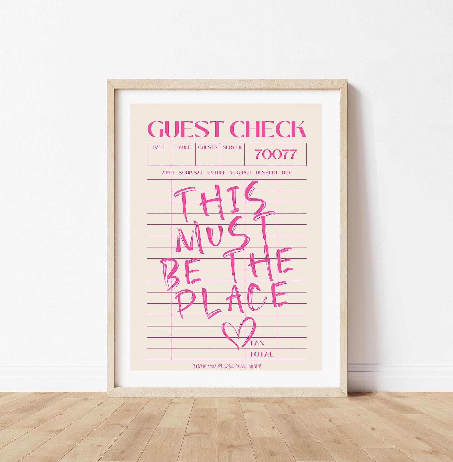 Pink Guest Check Print Trendy Wall Art Retro Wall Art This - Etsy
