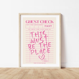 Pink Guest Check Print Trendy Wall Art Retro Wall Art This - Etsy