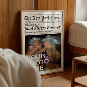 Custom Newspaper Print, Personalized Best Friends Poster, Retro Bestie ...