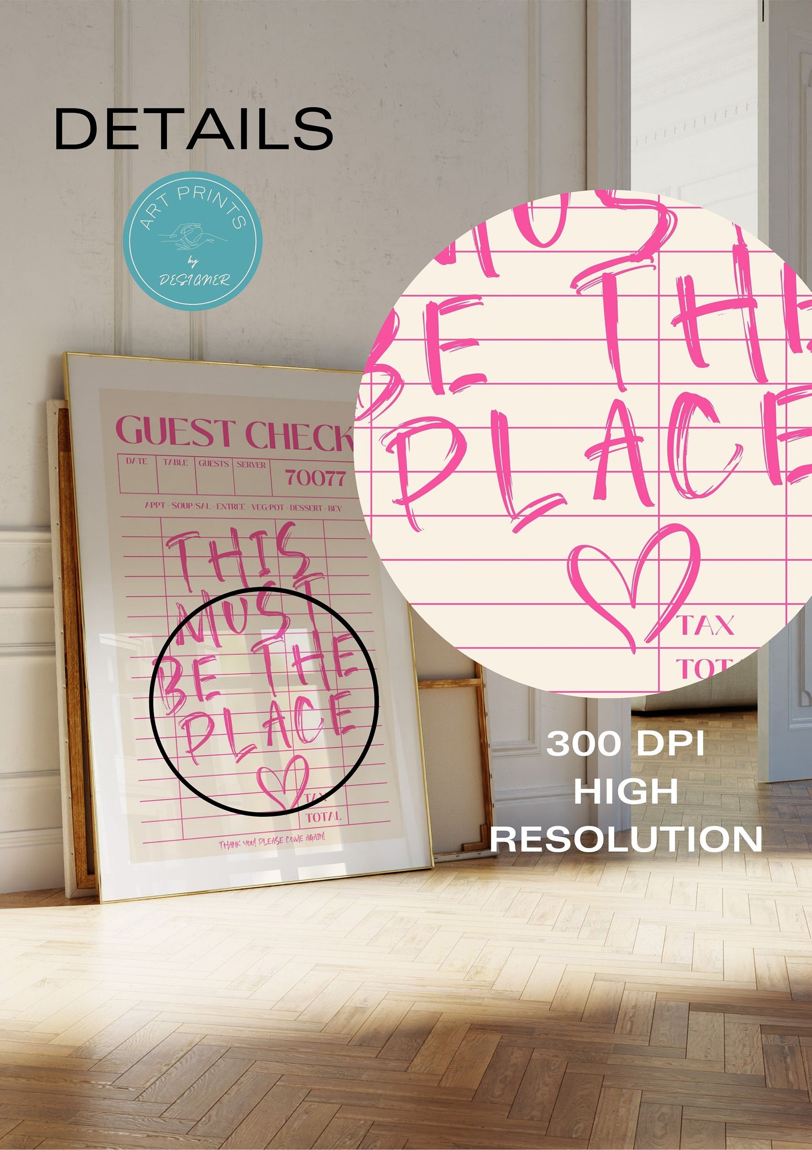 Pink Guest Check Print, Trendy Wall Art Retro Wall Art, This Must Be ...