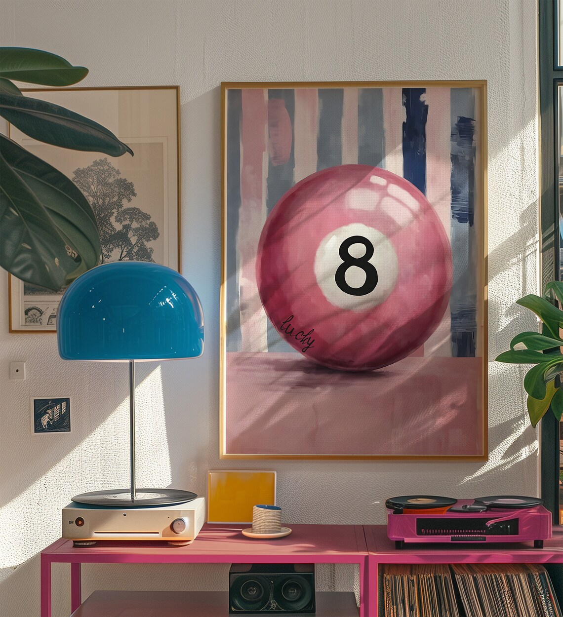 Trendy Lucky You Print Vintage Pool Ball Print Lucky 8 Ball Retro Wall ...