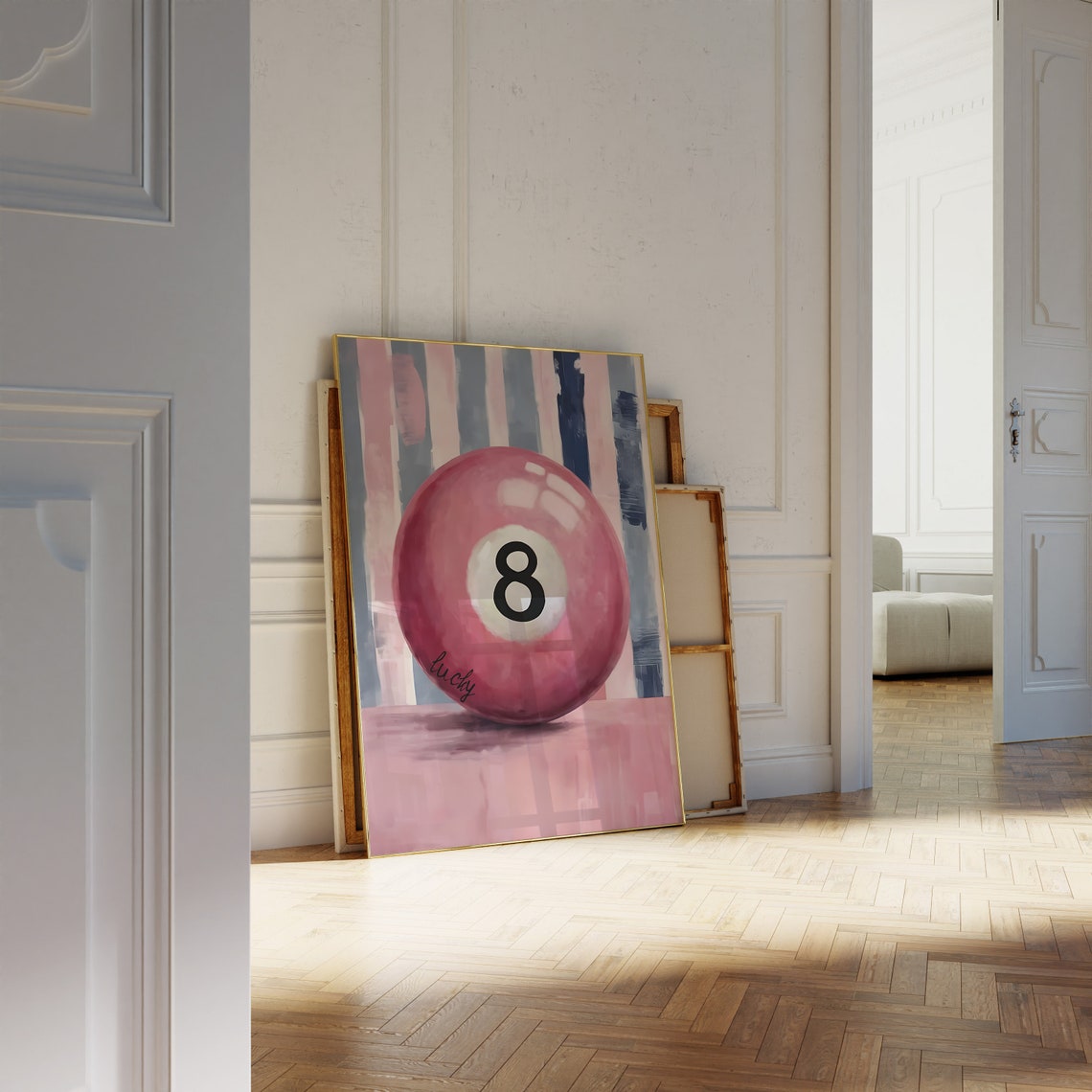 Trendy Lucky You Print Vintage Pool Ball Print Lucky 8 Ball Retro Wall ...