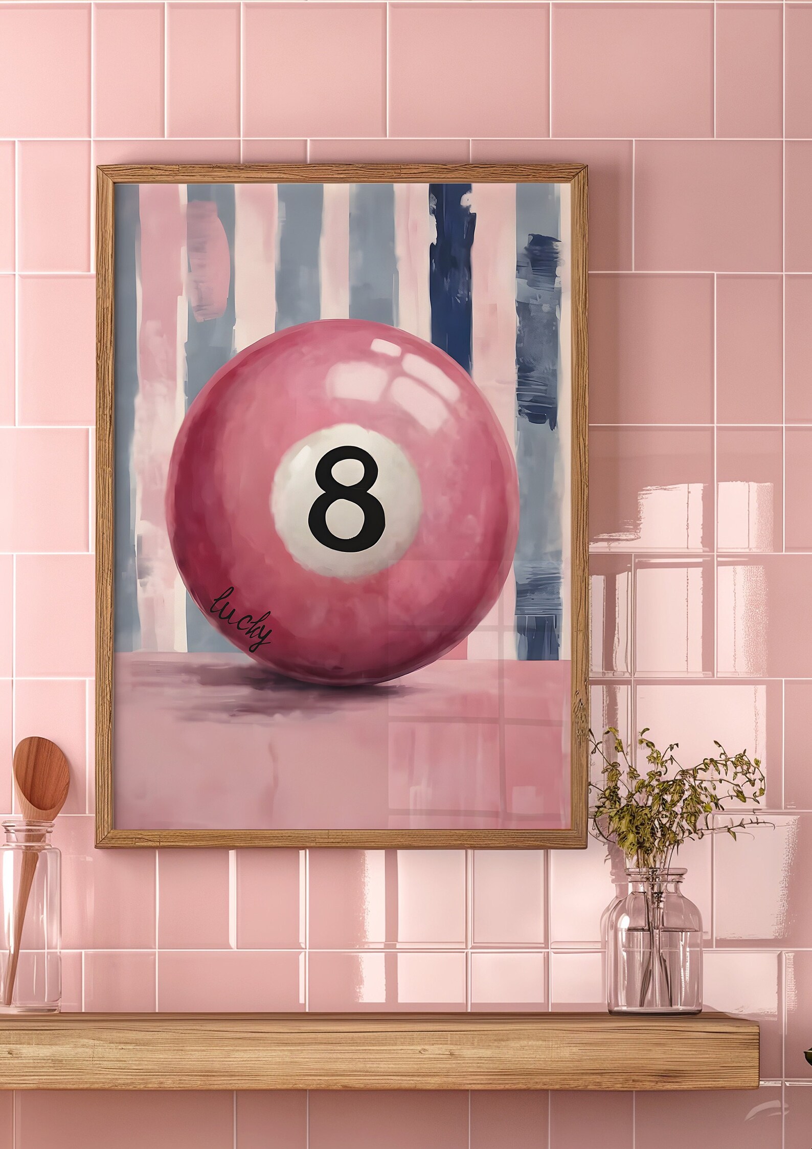 Trendy Lucky You Print Vintage Pool Ball Print Lucky 8 Ball Retro Wall ...