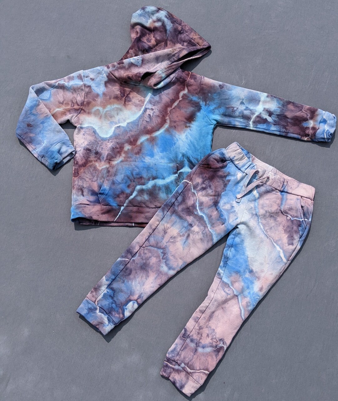 5T Bamboo Tie Dye Jogger Set, Pink Blue Purple Pastel Geode Ice Dye ...