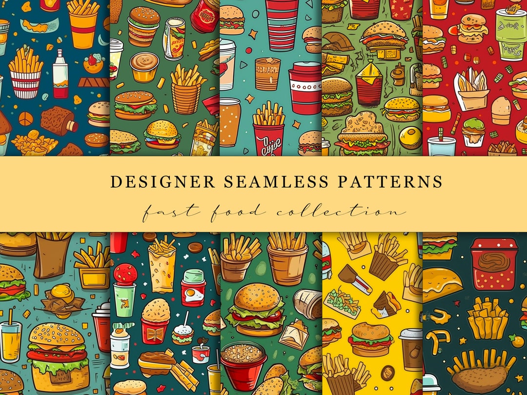 Fast Food Collection Designer Seamless Patterns || Seamless Patterns ...
