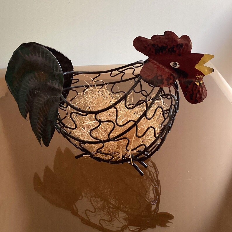 Antique Rooster Chicken Wire Egg Basket Country Farmhouse Decor - Etsy